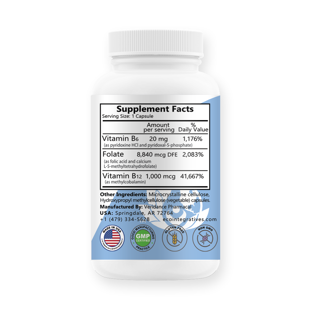 B6 Complex – Vegan Vitamin B6 HCI, B9 Folate and B12 Methyl – eco ...