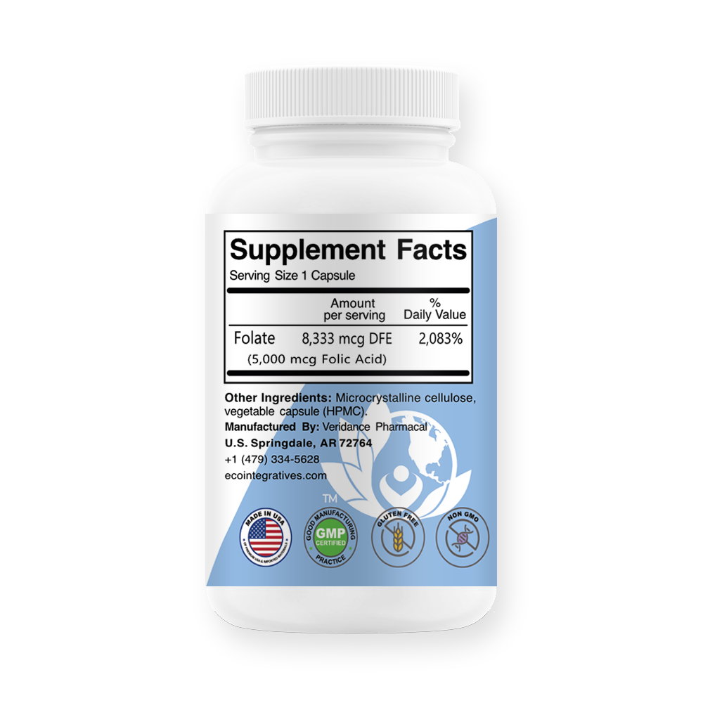Folic Acid Folate 5 mg (Vitamin B9) – eco Integratives